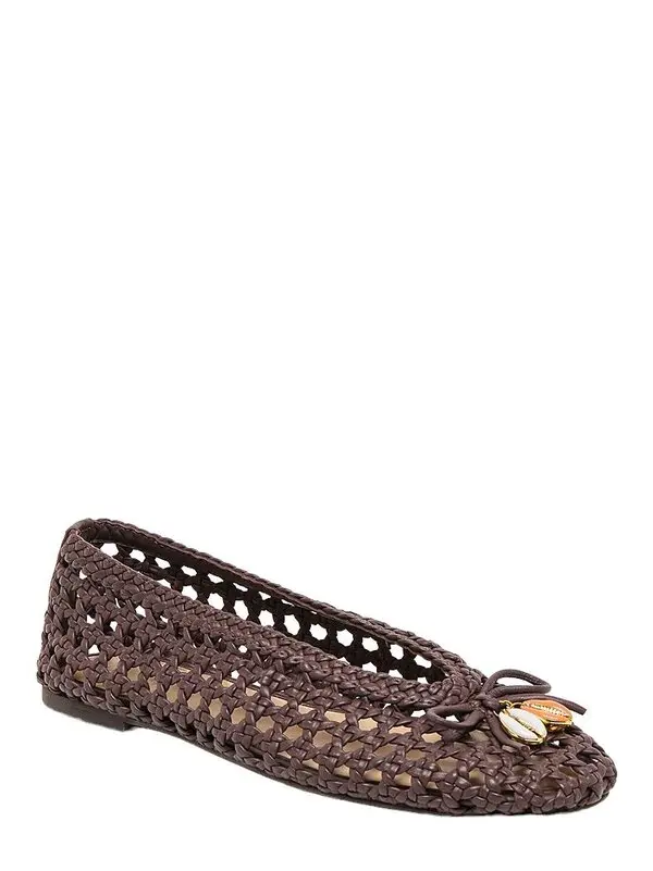 Dolce Vita Cason Charm Woven Flats - Dark Brown Woven Leather