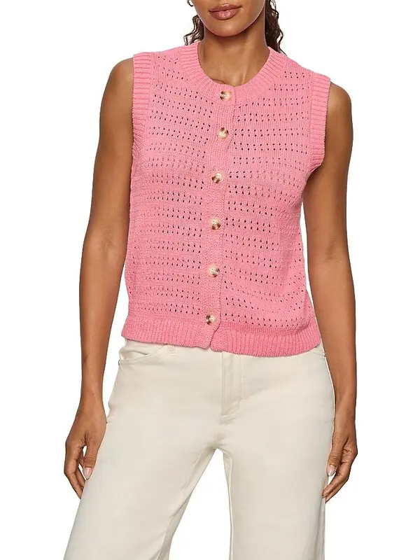Sanctuary Sleeveless Openwork Cardigan - Bloom Pink