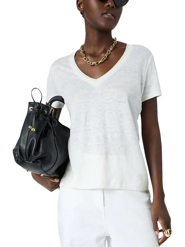 Gerard Darel Mirana Linen V-neck Top - White