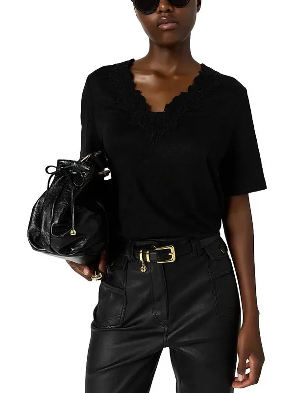 Gerard Darel Maevanelle Linen Tee - Black