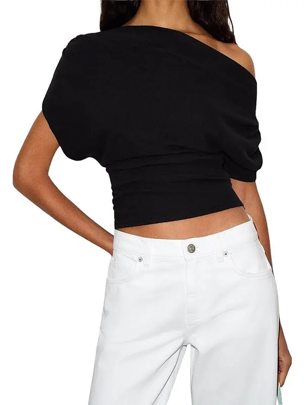 REFORMATION Iris Draped Top - Black
