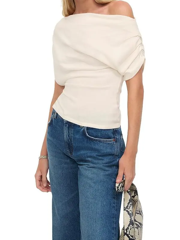 REFORMATION Iris Draped Top - Fior Di Latte