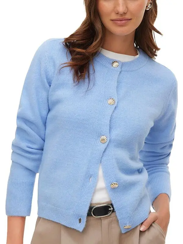 Vero Moda Vmfiona Long Sleeve Cardigan Sweater - Brunnera Blue