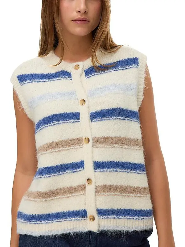 Vero Moda Vmkira Sleeveless Striped Vest - Birch Stripe
