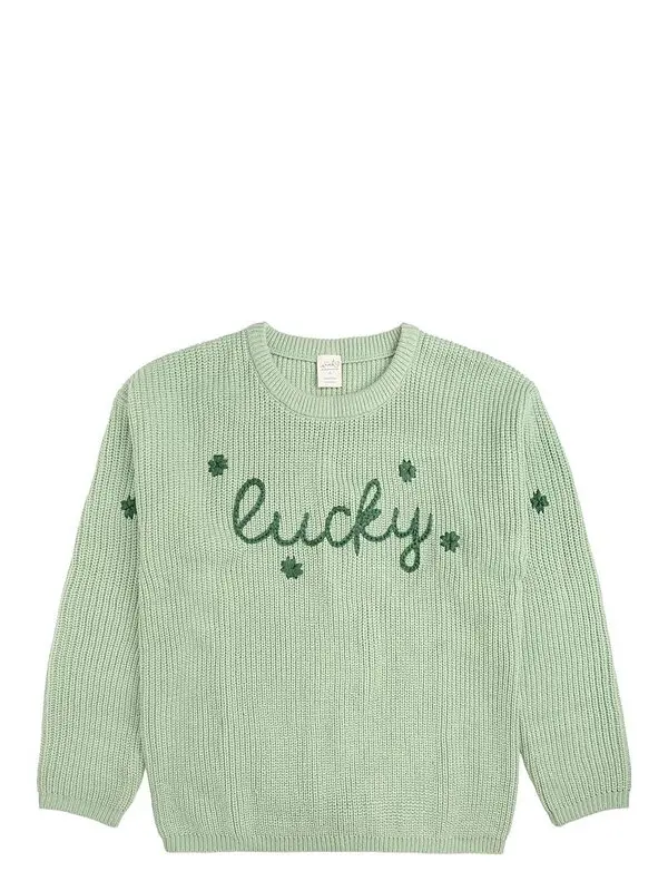 SWEET WINK Lucky Shamrock Knit Sweater - Mint Green