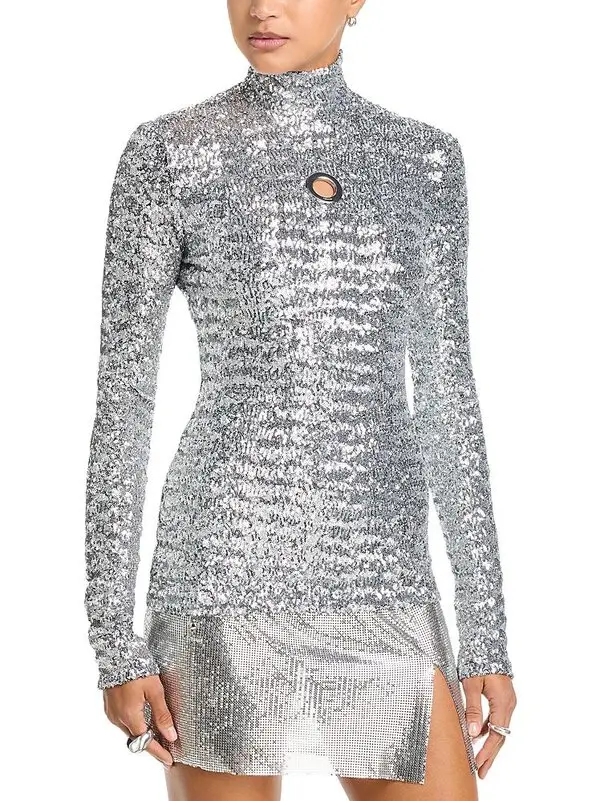 Rabanne Haut Sequined Top - Silver