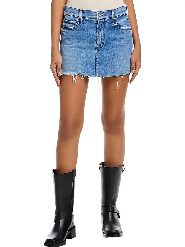 MOTHER The Ditcher Mini Fray Denim Skirt - Heads Or Tails