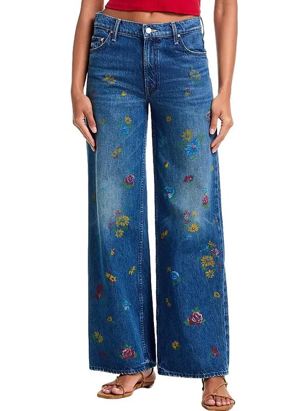 MOTHER The Rerun Zip Sneak High Rise Jeans - Field Of Flowers
