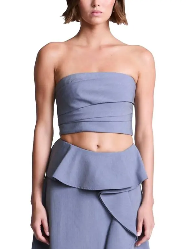 Bcbgmaxazria Solid Suiting Fabric Bustier - Yarn Dye Denim Blue Suiting