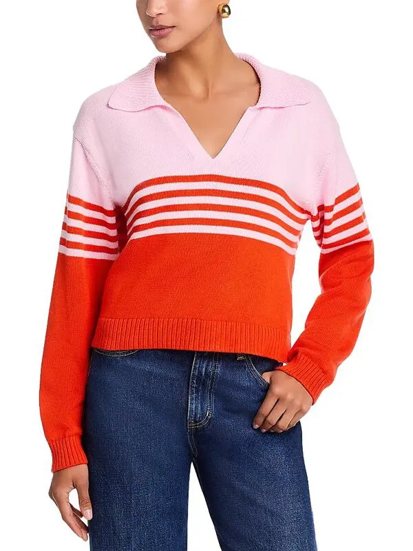 Simkhai Jules K Striped Color Blocked Sweater - Lobster Stripe