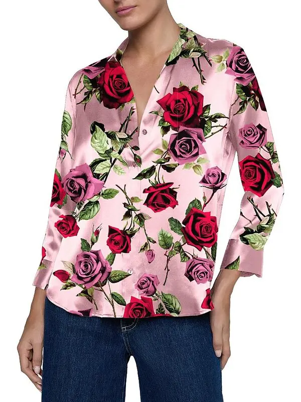 L'Agence Dani Silk Blouse - Pink Multi