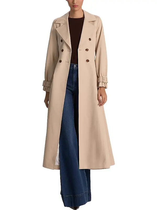 Alice + Olivia Ellie Godet Maxi Trench Coat - Latte