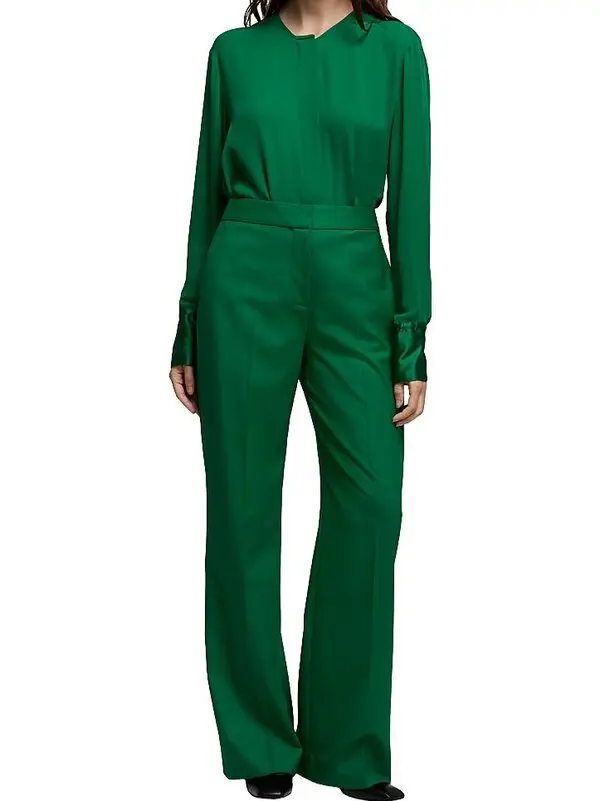 ARGENT Wool Blend Wide Leg Trousers - Jade
