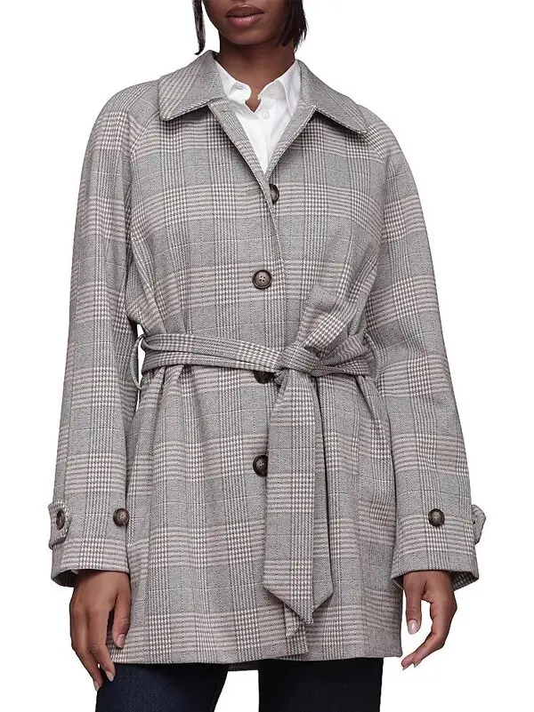 Bagatelle Knit Jacquard Topper Coat - Grey/ Tan