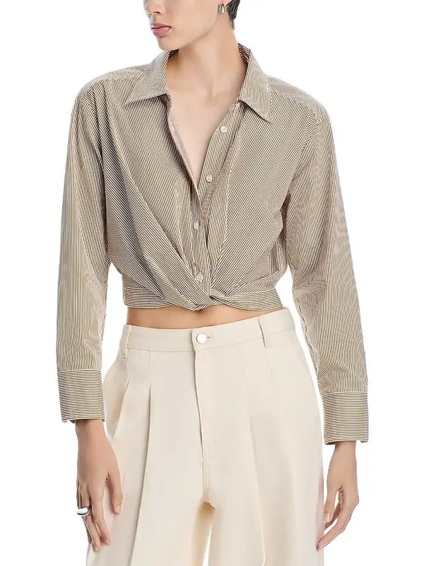 A.L.C. Leo Button-front Top - Pearl/aged Bronze