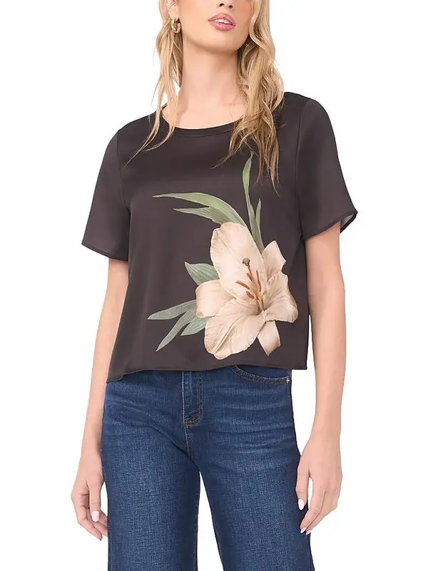 Vince Camuto Floral Graphic Top - Arctic Wolf