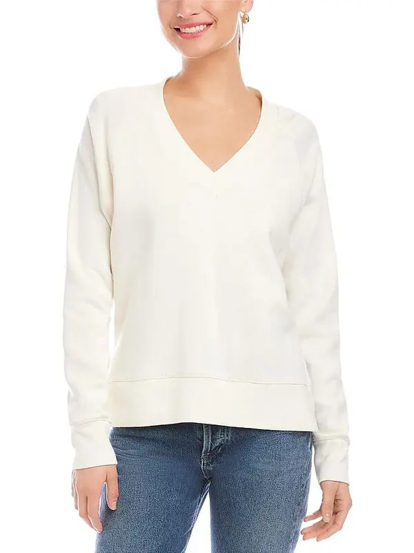Fifteen Twenty Vivi Contrast V-neck Top - Cream