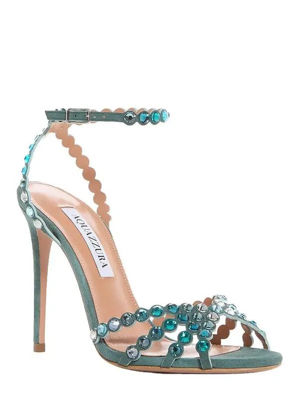 AQUAZZURA Tequila Embellished Sandals - Light Teal