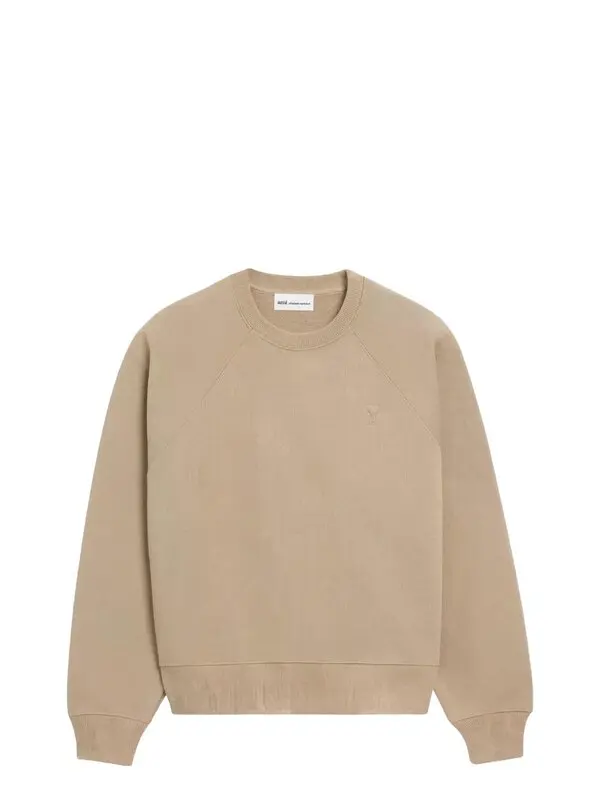 AMI Paris De Coeur Embossed Raglan Sweatshirt - Neutrals