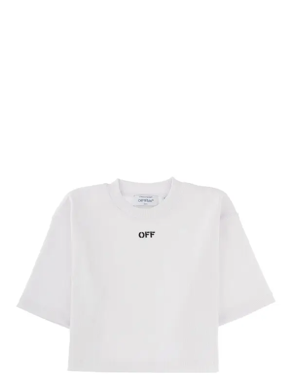 Off-White Cropped T-shirt With Logo - White