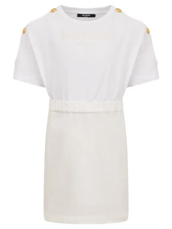 Balmain Logo Dress - White