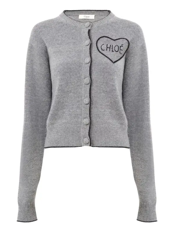 Chloé Fitted Cardigan With Logo - Grey