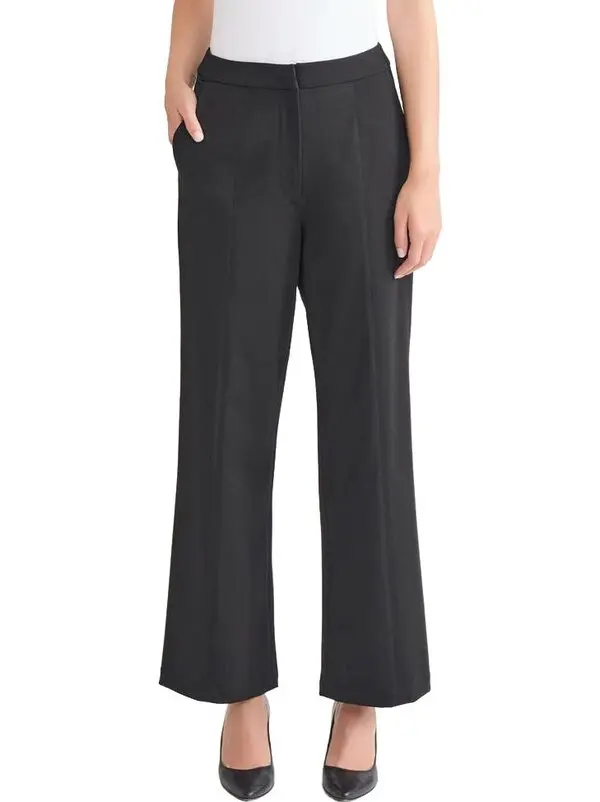 Misook Wide Leg Stretch Ponte Pants - Black