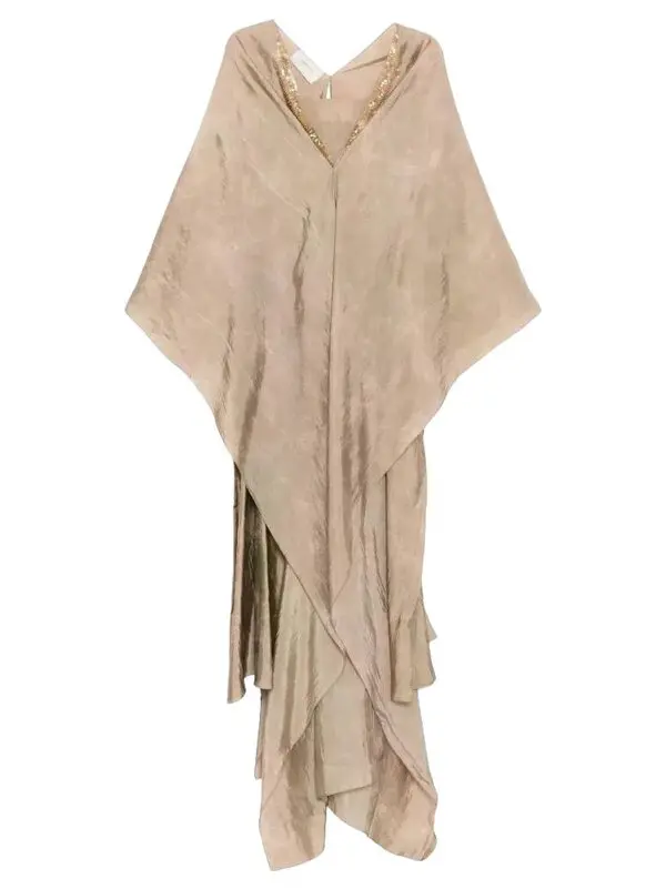 SHATHA ESSA Draped Maxi Dress - Neutrals
