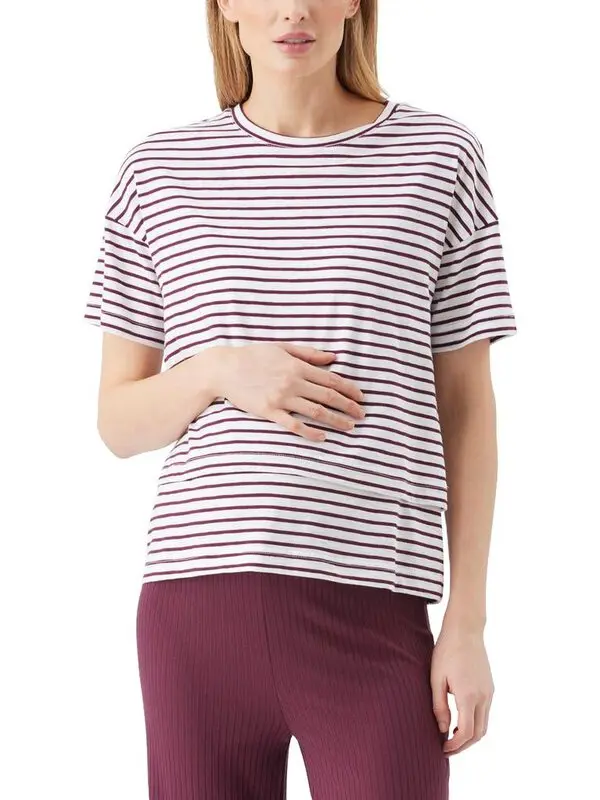 RIPE MATERNITY Claudette Nursing Tee - White/maroon