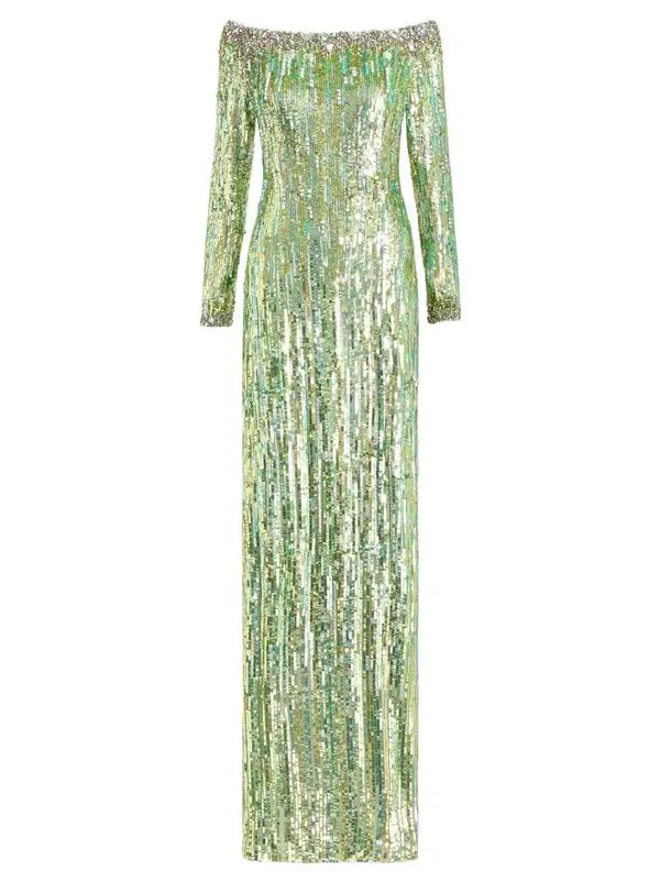 Jenny Packham Marnie Sequin Maxi Gown - Green Opal