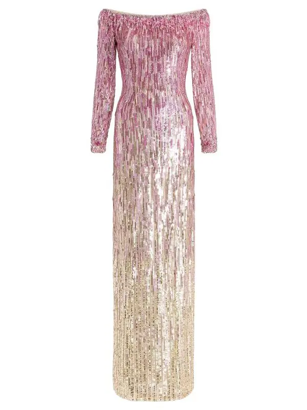 Jenny Packham Marnie Sequin Maxi Gown - Sand Fossil