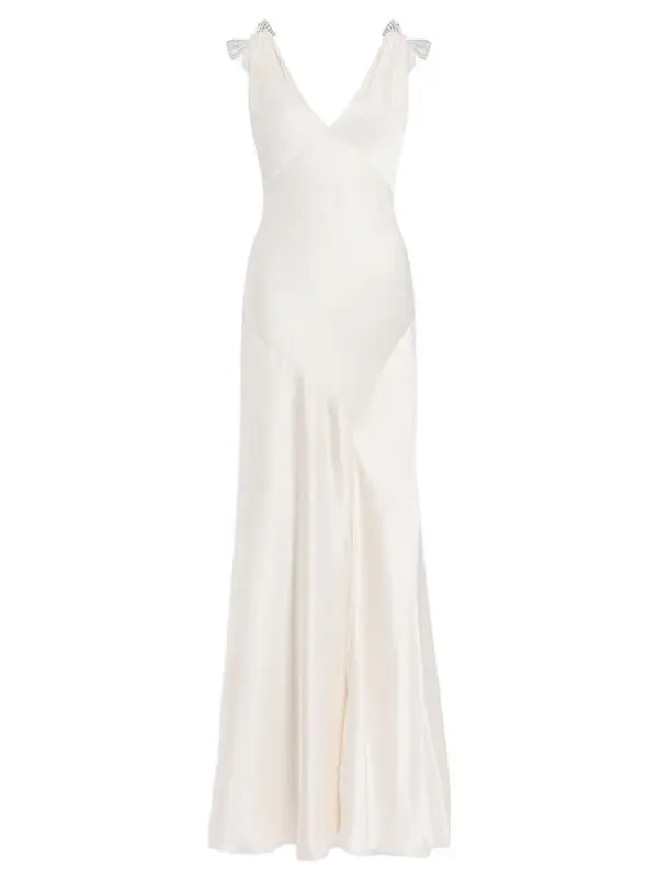Jenny Packham Collette Beaded Bow-detail Maxi Dress - Ivory
