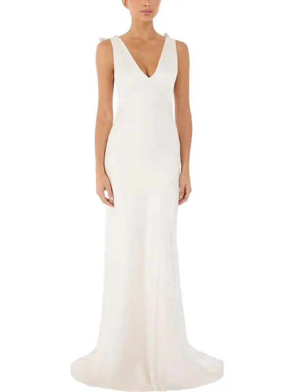 Jenny Packham Collette Beaded Bow-detail Maxi Dress - Ivory