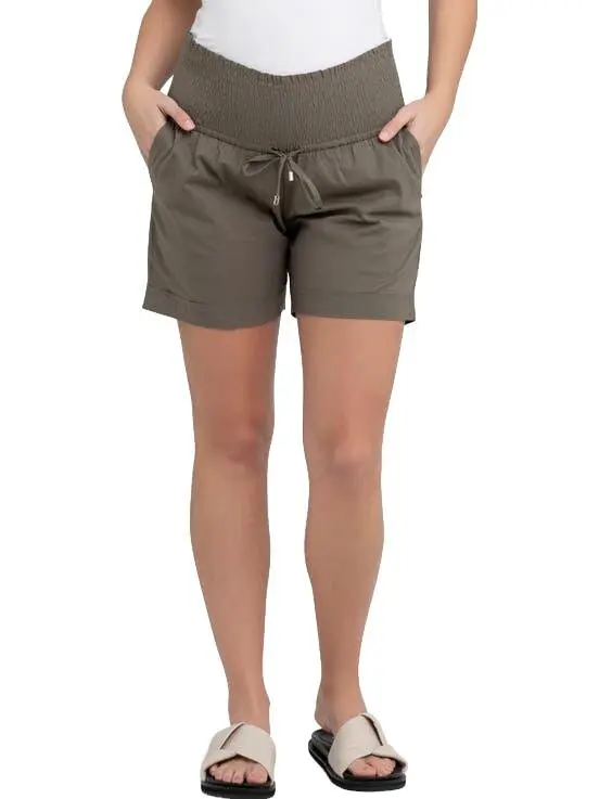 RIPE MATERNITY Philly Cotton Maternity Shorts - Moss