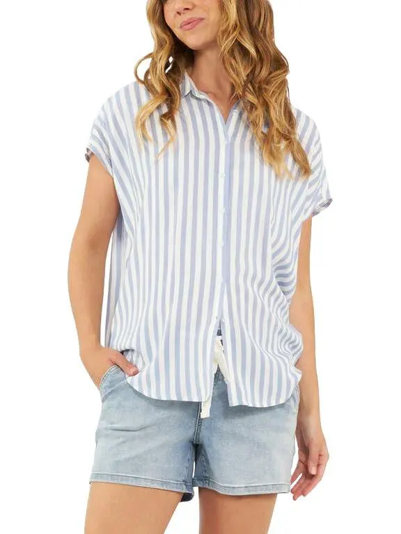 RIPE MATERNITY Relaxed Fit Shirt - Blue/white