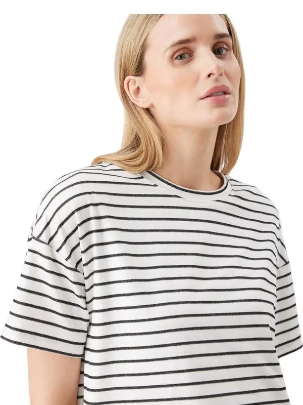 RIPE MATERNITY Jada Stripe Nursing Tee - White/black