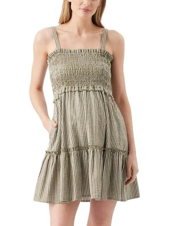 RIPE MATERNITY Gabby Tiered Dress - Khaki/white