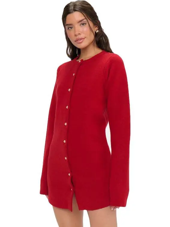 Show Me Your Mumu Marguerite Knit Cardigan Dress - Lover Red Knit