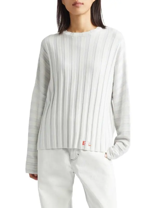 Eckhaus Latta Keyboard Stripe Merino Wool Sweater - Snow