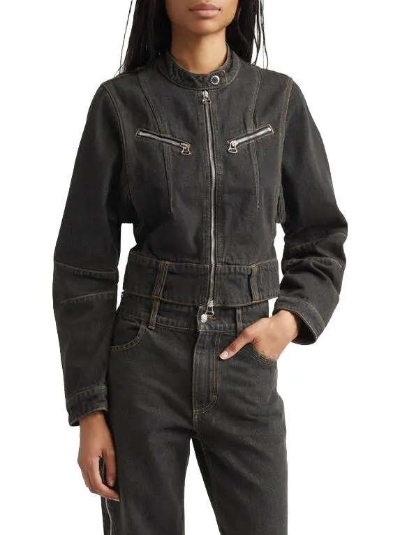 Eckhaus Latta Signal Denim Zip Jacket - Seagrass