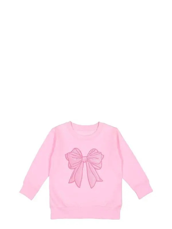 SWEET WINK Sequin Bow Patch Crewneck Sweatshirt - Pink