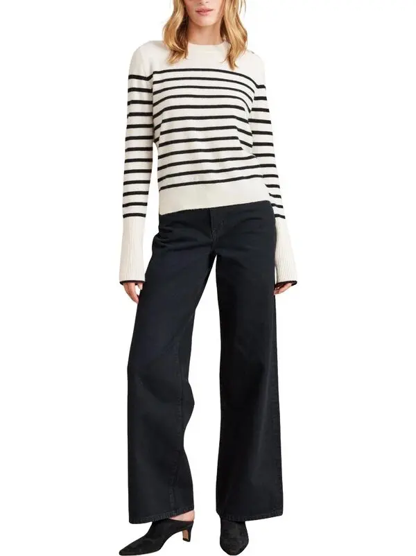 LA LIGNE Lean Lines Striped Cashmere Sweater - Cream/black
