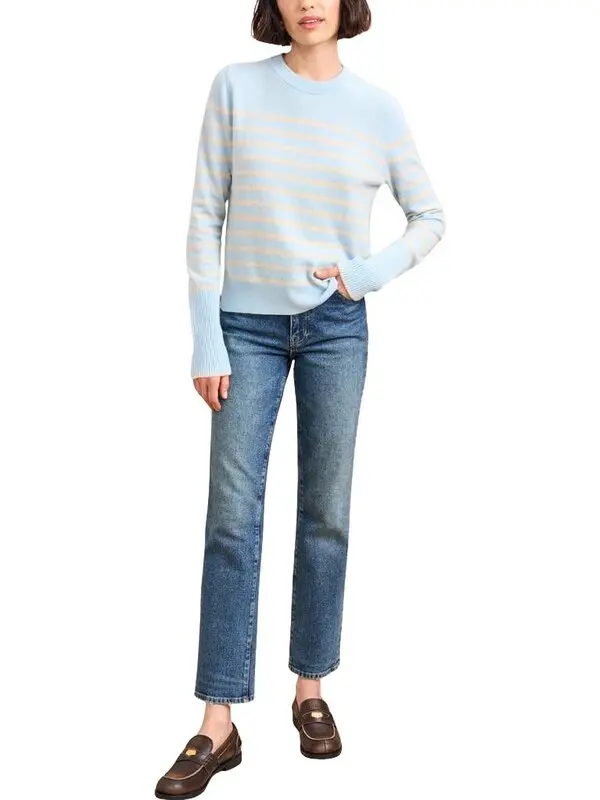 LA LIGNE Lean Lines Striped Cashmere Sweater - Periwinkle/beige