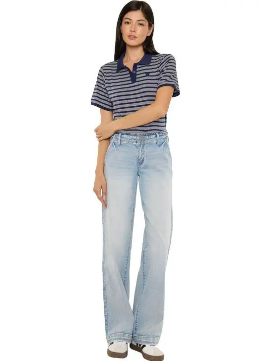 KANCAN Lulu Mid Rise Wide Leg Trousers - Light Wash
