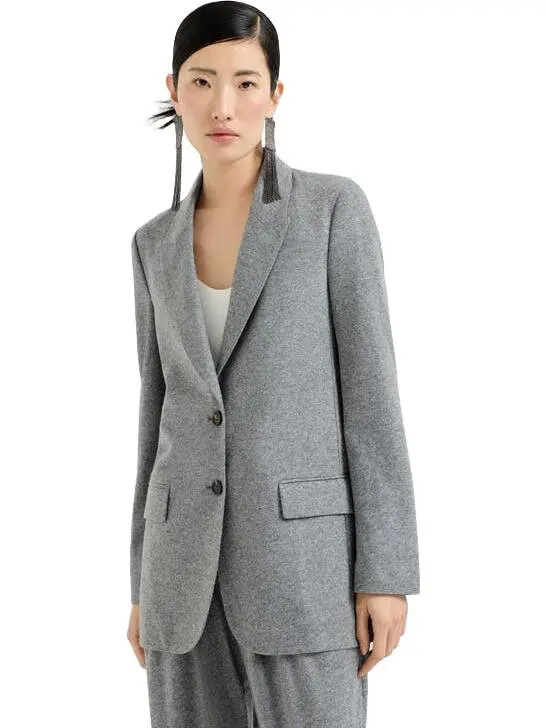 Brunello Cucinelli Deconstructed Cashmere Jersey Blazer - Grey