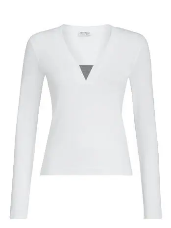 Brunello Cucinelli Ribbed Jersey T-shirt - White