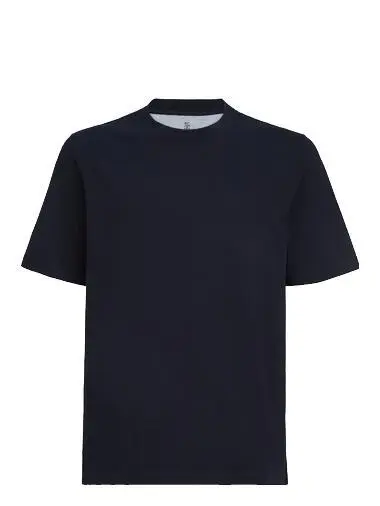 Brunello Cucinelli Cotton Jersey Crew Neck T-shirt - Navy Blue