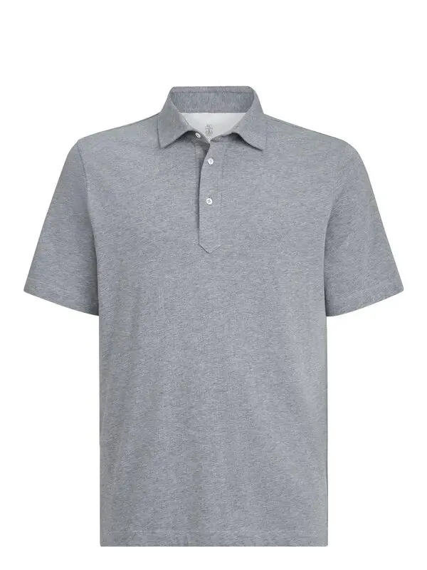 Brunello Cucinelli Polo With Shirt Collar - Medium Grey