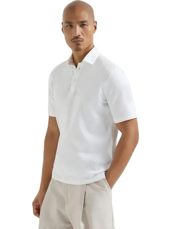 Brunello Cucinelli Polo With Shirt Collar - White