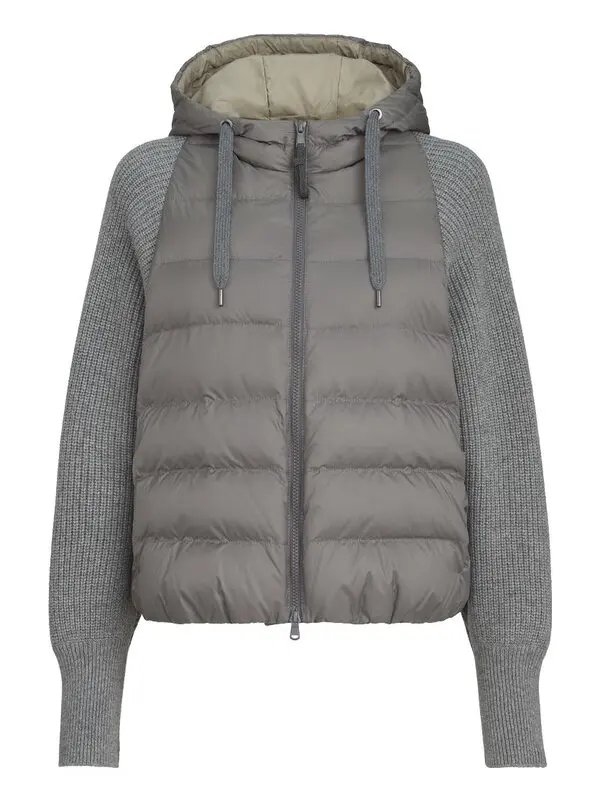 Brunello Cucinelli Nylon Hooded Down Jacket - Grey